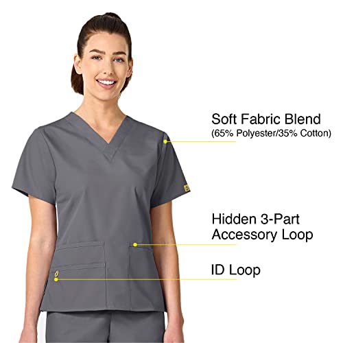 WonderWink Womens Origins Bravo V-Neck Top, Pewter, 5X-Large