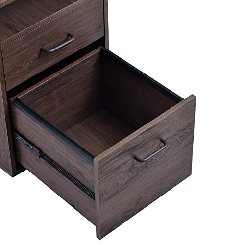 Vertical File Cabinet Wood Filing Storage Cabinet with 2 Drawers for Home Office -Walnut