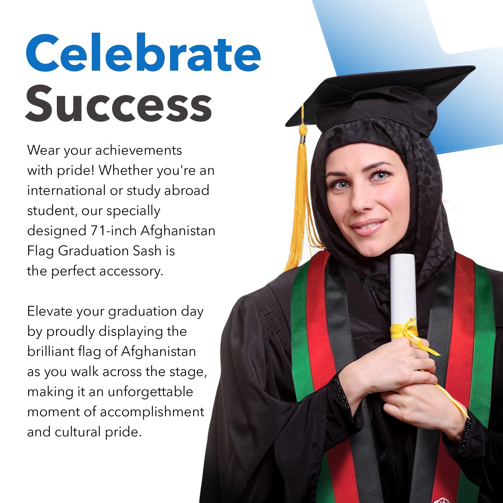 Vision Wear - Afghanistan Flag Graduation Sash - Graduation Stole - International Flag theme - Embrace Your Heritage - Afghan Flag - Pride & Honor Sash