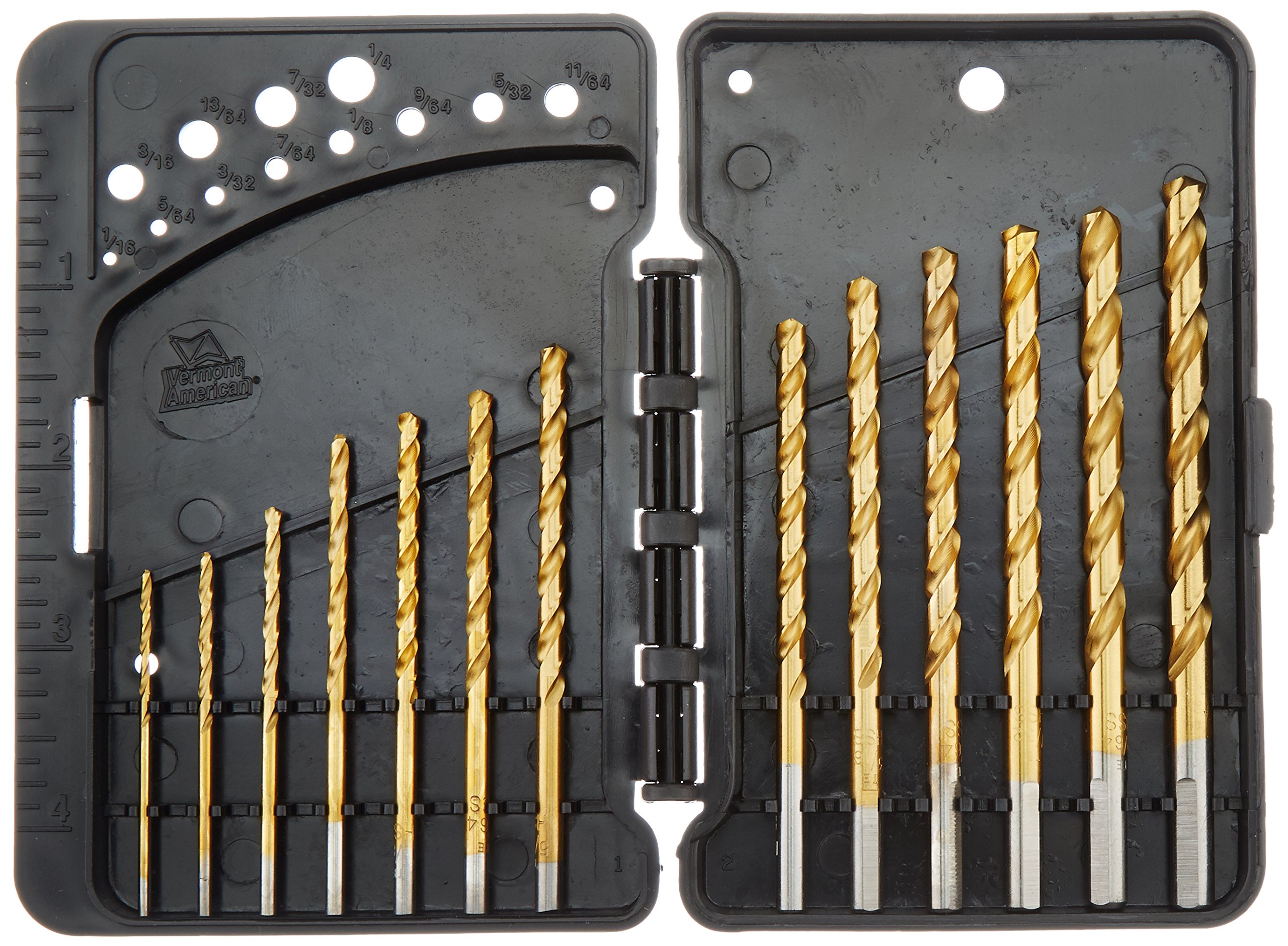 Vermont American 12385 13 Piece 1/16-Inch to 1/4-Inch Titanium Twist Drill Bit Assortment