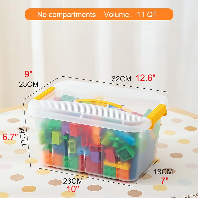 Vidifor Lidded Home Storage Bins, Plastic Container with Lids and Removable Tray -8 L for Organizing Lego, Playdoh, Tool, Sewing(Yellow)