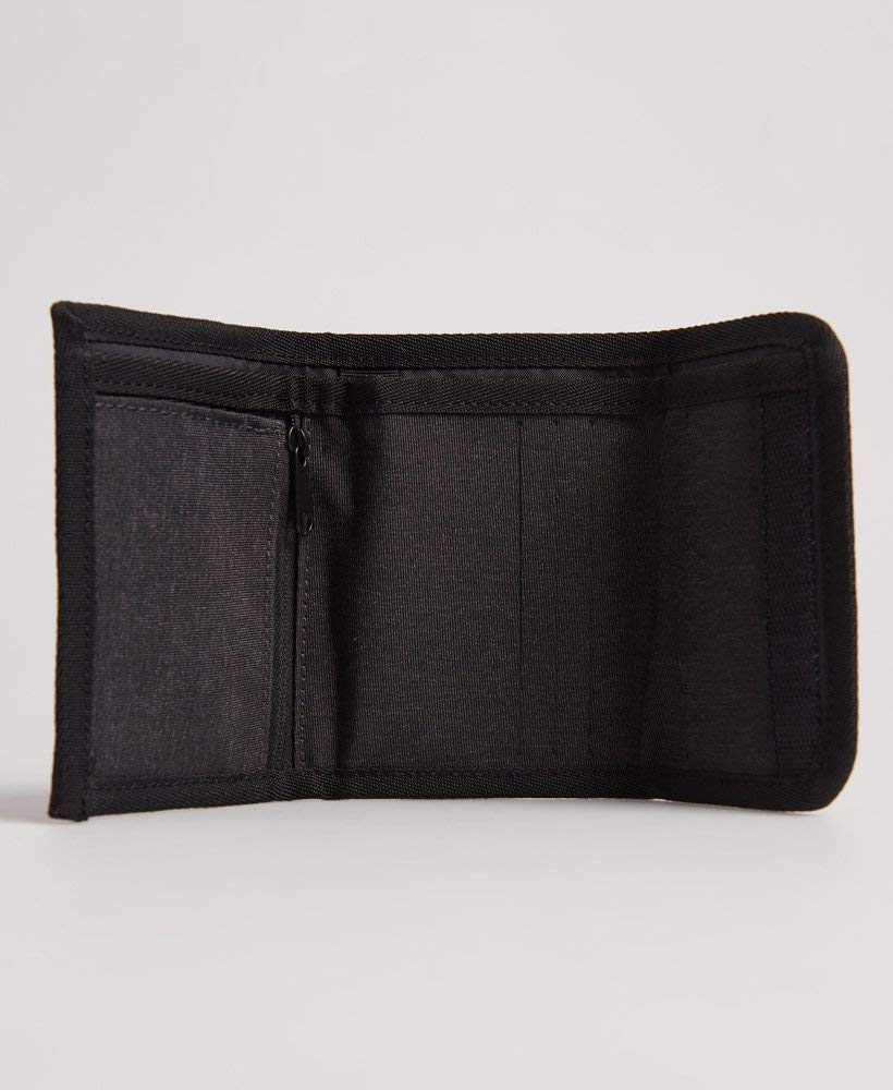 Superdry Mens Detroit Wallet, Hook And Loop Fastening, Card And Notes Slots Black Size One Size