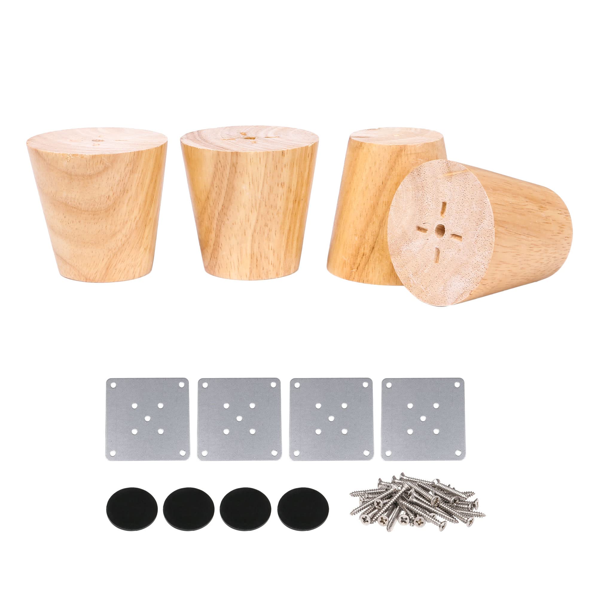 Wood Furniture Legs Cabinets Sofa Feet 2 Inch 4PCS Solid Wood Color Tapered