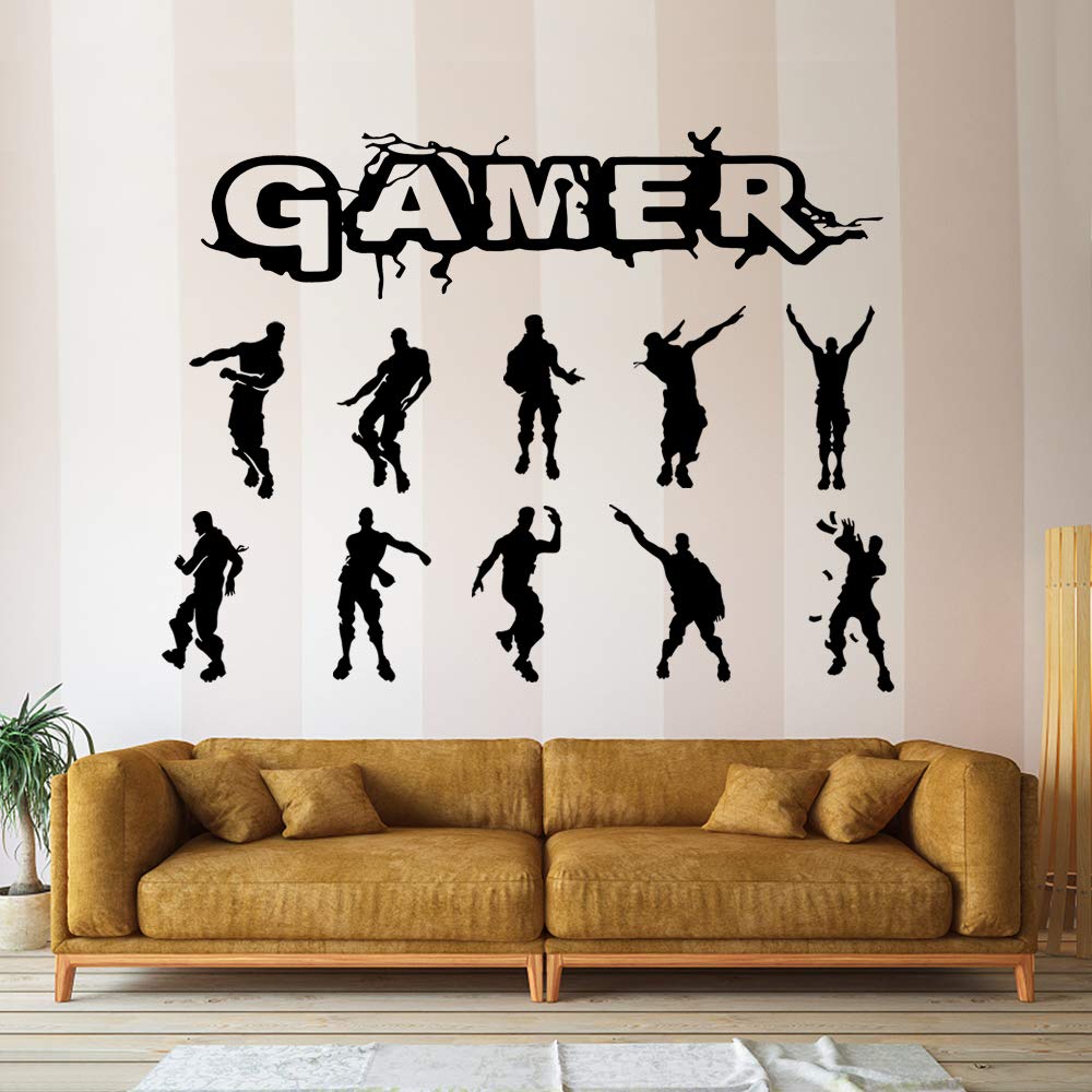 Video Game Wall Decal Wall Sticker, Gamer Wall Decal Peel & Stick Poster Decals Floss Dancing Game Nursery Kids Room Game Stickers