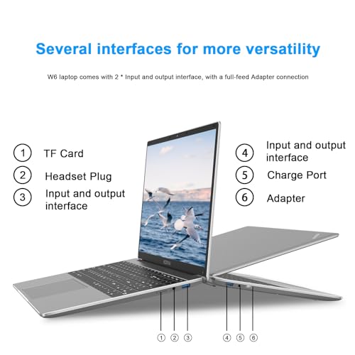 WOZIFAN 15.6 Inch Laptop Computer 6GB DDR4 256GB SSD 1920x1080 IPS Display Win 11 Laptop Celeron J4105 1.5Ghz(Up to 2.5Ghz) 4-Core Processor Notebook 2.4G+5G WiFi BT4.2 Adapter Wireless Mouse-Gray