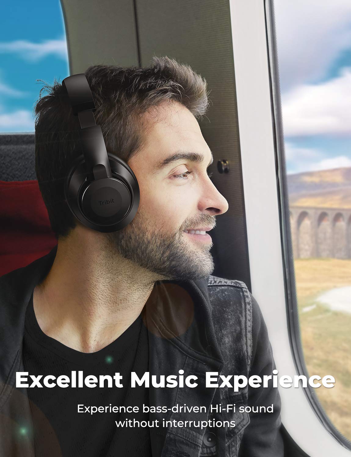 Tribit QuietPlus 78 Active Noise Cancelling Headphones, Bluetooth 5.0 Wireless Headphones Over Ear 35 Hrs Playtime, Deep Bass, Digital Active Noise Cancellation, Foldable Headset for Home, Office