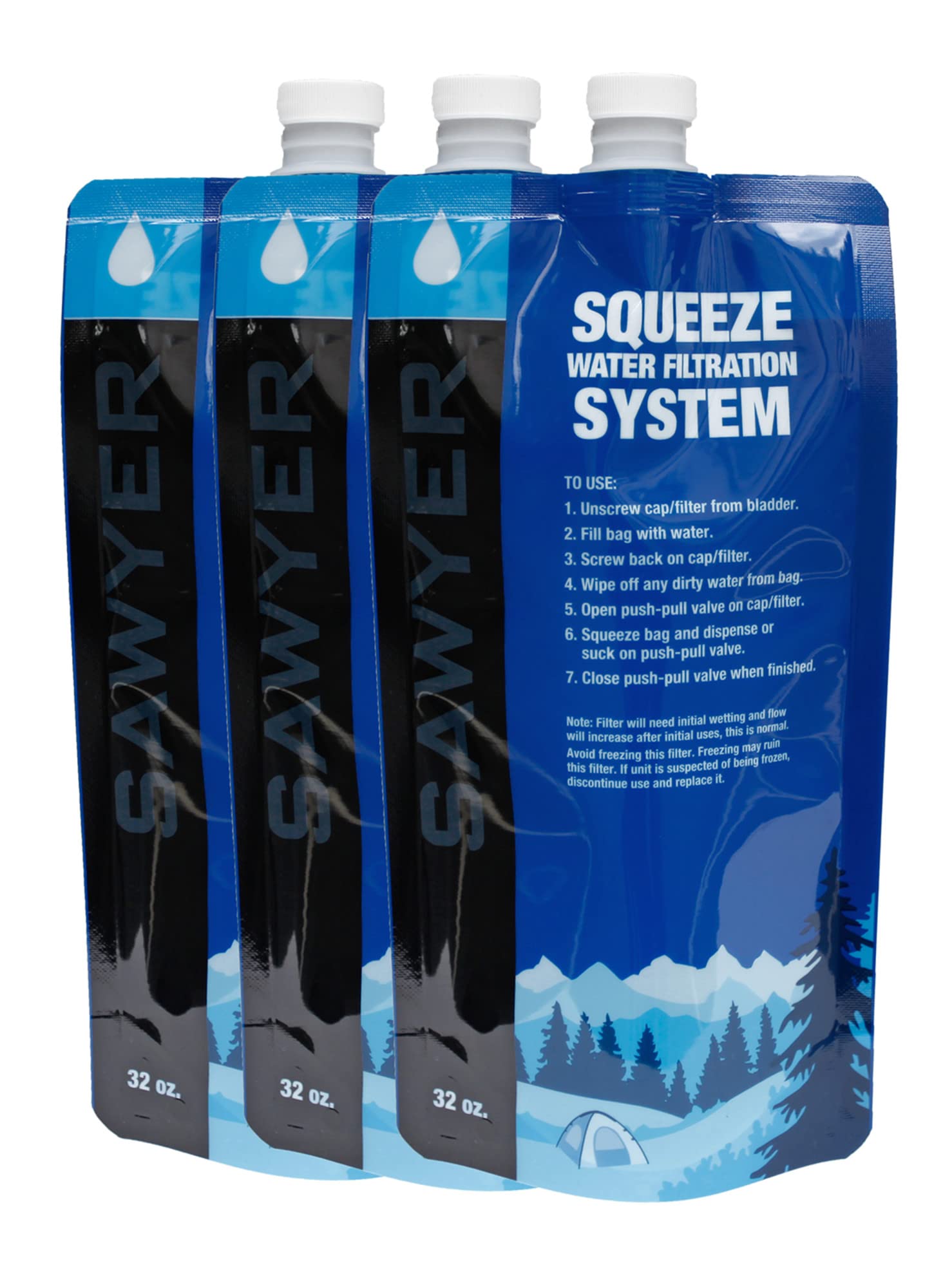 Sawyer Products SP116 Squeezable Pouch for Squeeze and Mini Water Filtration Systems, 16-Ounce, 3-Pack