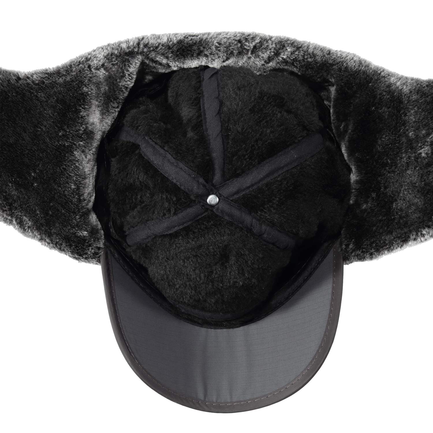 Trooper Trapper Hat Men Women Warm Winter Hats with Ear Flap Faux Fur Hunting Aviator Hat Black