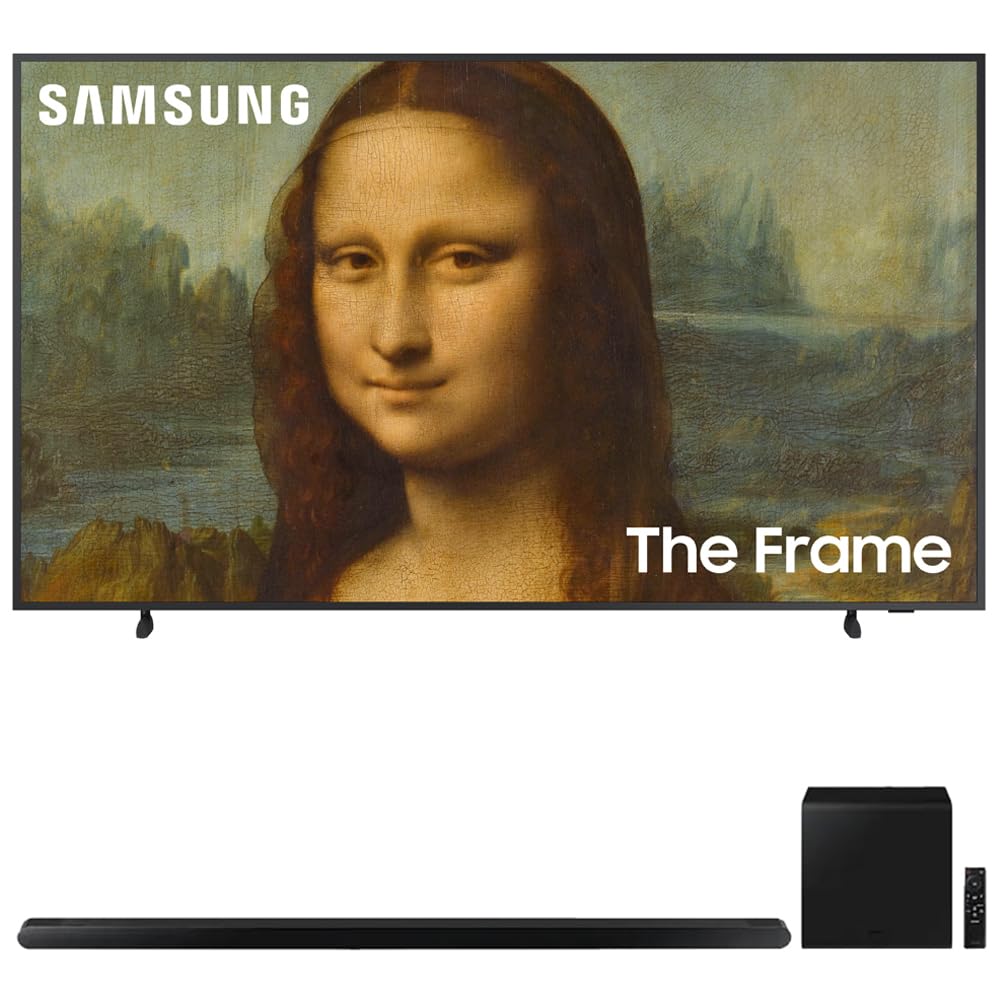 SAMSUNG QN55LS03BA 55 inch The Frame QLED 4K UHD Quantum HDR Smart TV Bundle HW-S800B 3.2.1ch Soundbar (Black) with Wireless Dolby Atmos DTS:X