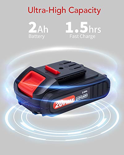 tooi tool 20V Max Cordless Leaf Blower, 2-in-1 Electric Sweeper/Vacuum, 2.0Ah Lithium Ion Battery and Charger Included