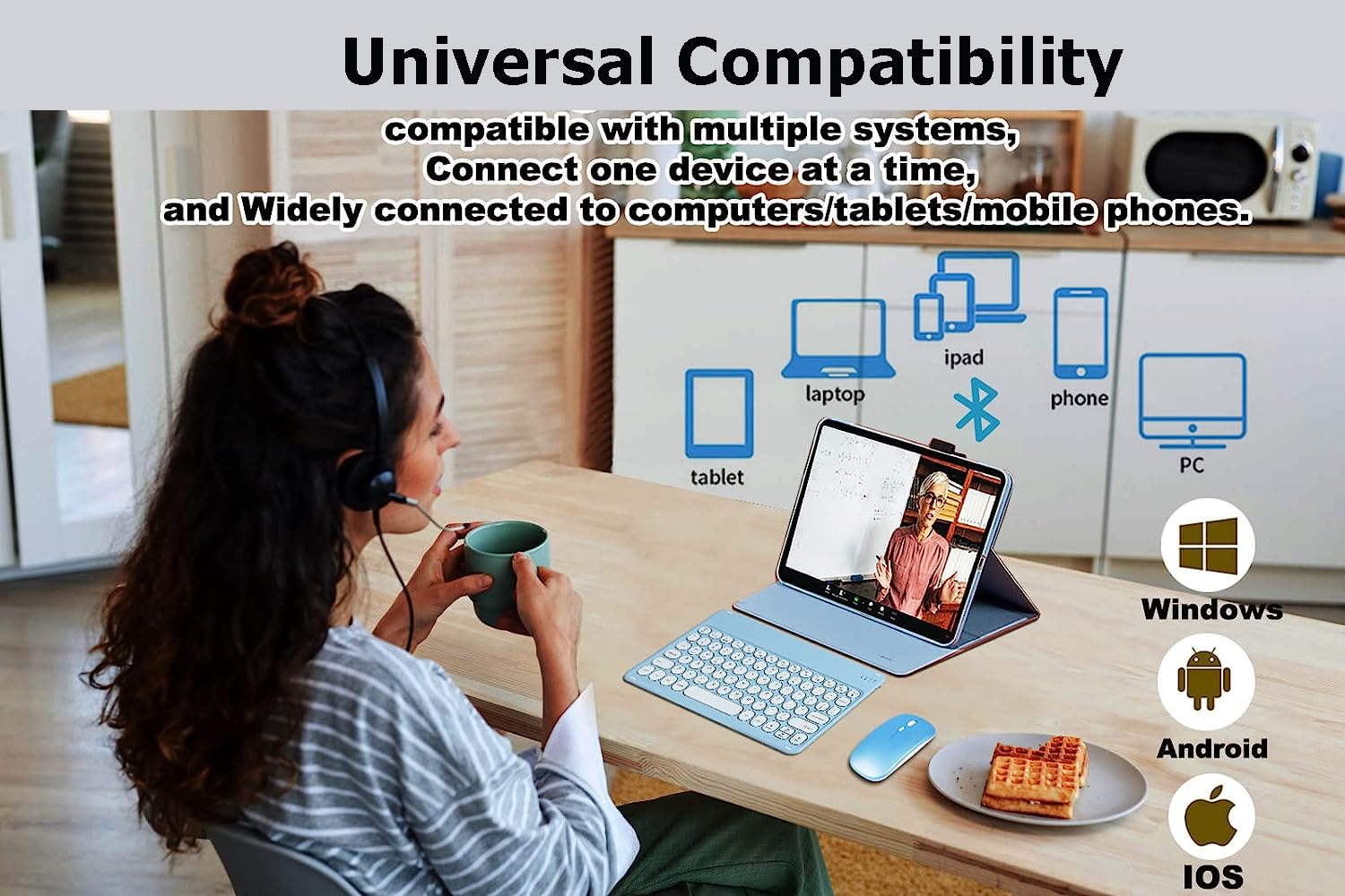 Wireless Bluetooth Keyboard and Mouse Combo Portable Mini Small Slim Compact Typewriter Ergonomic Travel Bluetooth Keyboard Mouse for iPhone iPad Mac Macbook Pro Laptop Android Phone Samsung Tablet