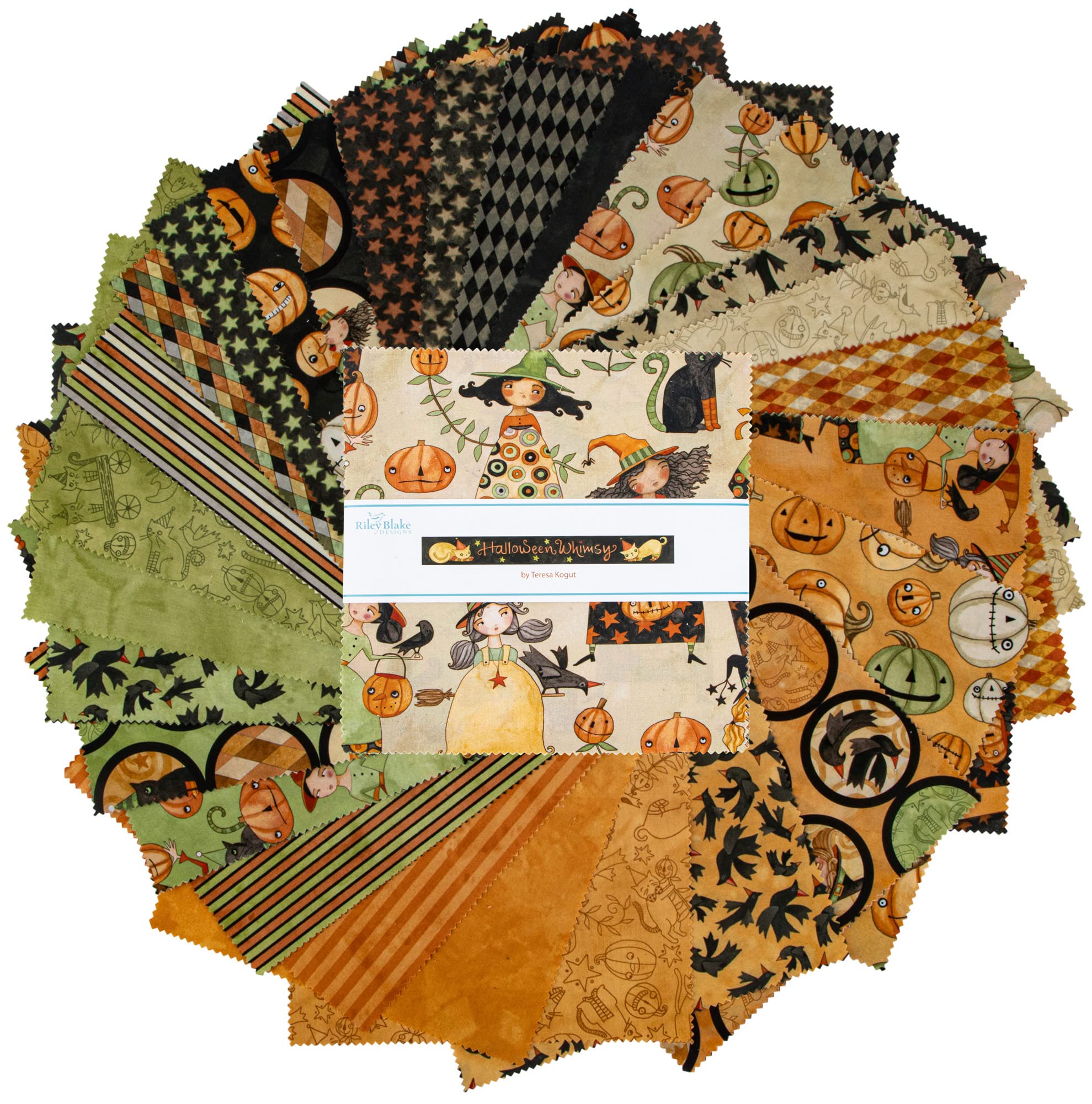 Teresa Kogut Halloween Whimsy 10" Stacker 42 10" Squares Layer Cake Riley Blake Designs 10-11820-42