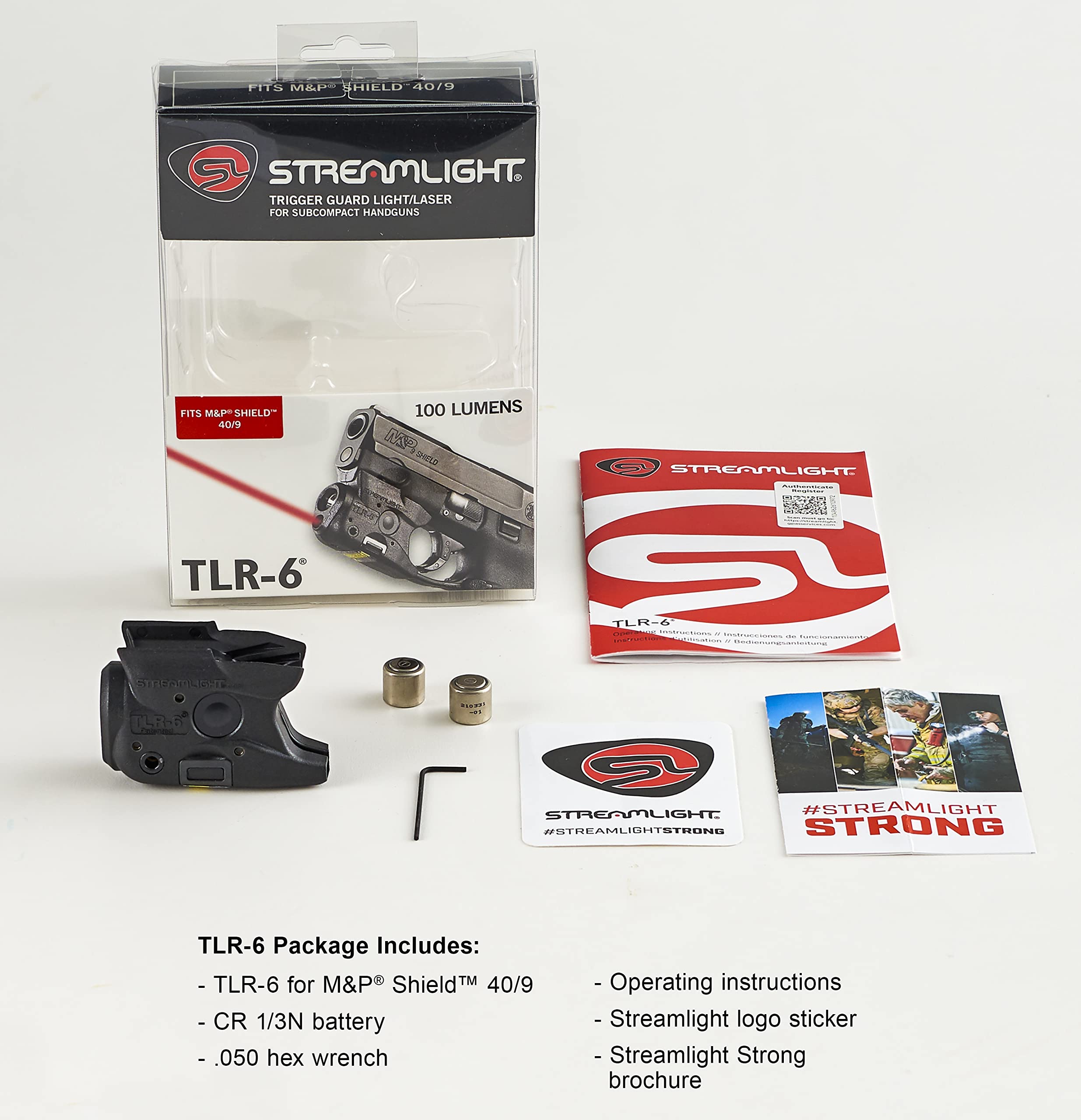 Streamlight 69273 TLR-6 100-Lumen Pistol Light with Integrated Red Aiming Laser Designed Exclusively and Solely for M&P Shield and M&P Shield Plus, 9mm/.40 Only, Black