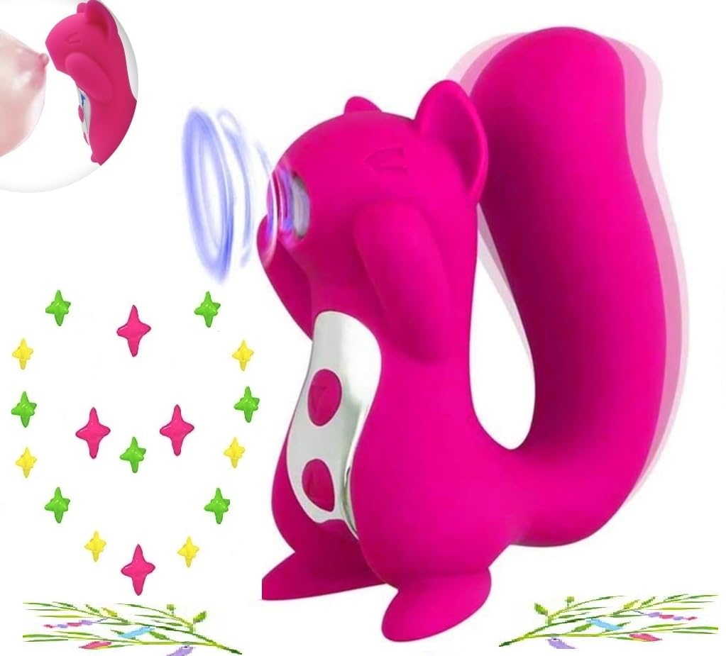 Squirrel Sucking Vibrator Adult Toy for Couples Sexual Pleasure, Clitoral Suction Cup Vibrating Dildo Sex Toy Vibrator for Women, Rechargeable Silent Vibrator with 10 Sucking and Thrusting Modes