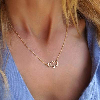 Your Always Charm Geometric Origami Elephant Necklace,Lucky Elephant Friendship Gifts with Message Card (B：silver)