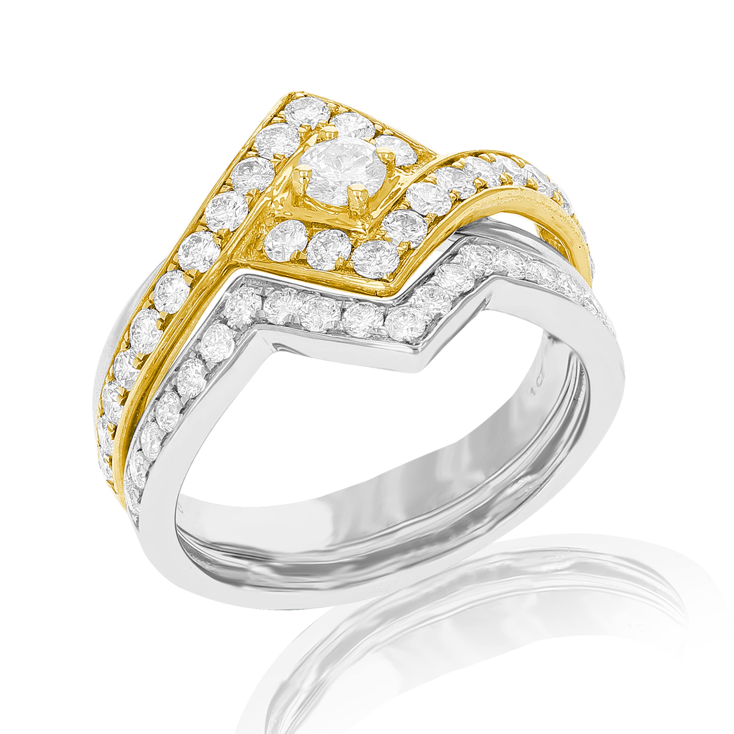 Vir Jewels 1 cttw Diamond Wedding Engagement Ring Set 14K Two Tone Gold Princess Halo Style Size 6