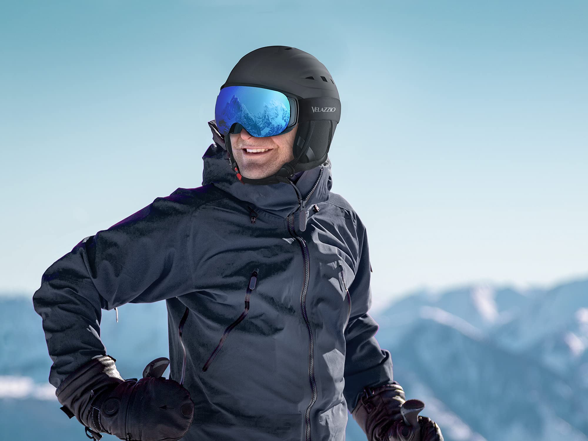 VELAZZIO Valiant Ski Helmet, Snowboard Helmet - Black, S (20.5-21.3 inches)