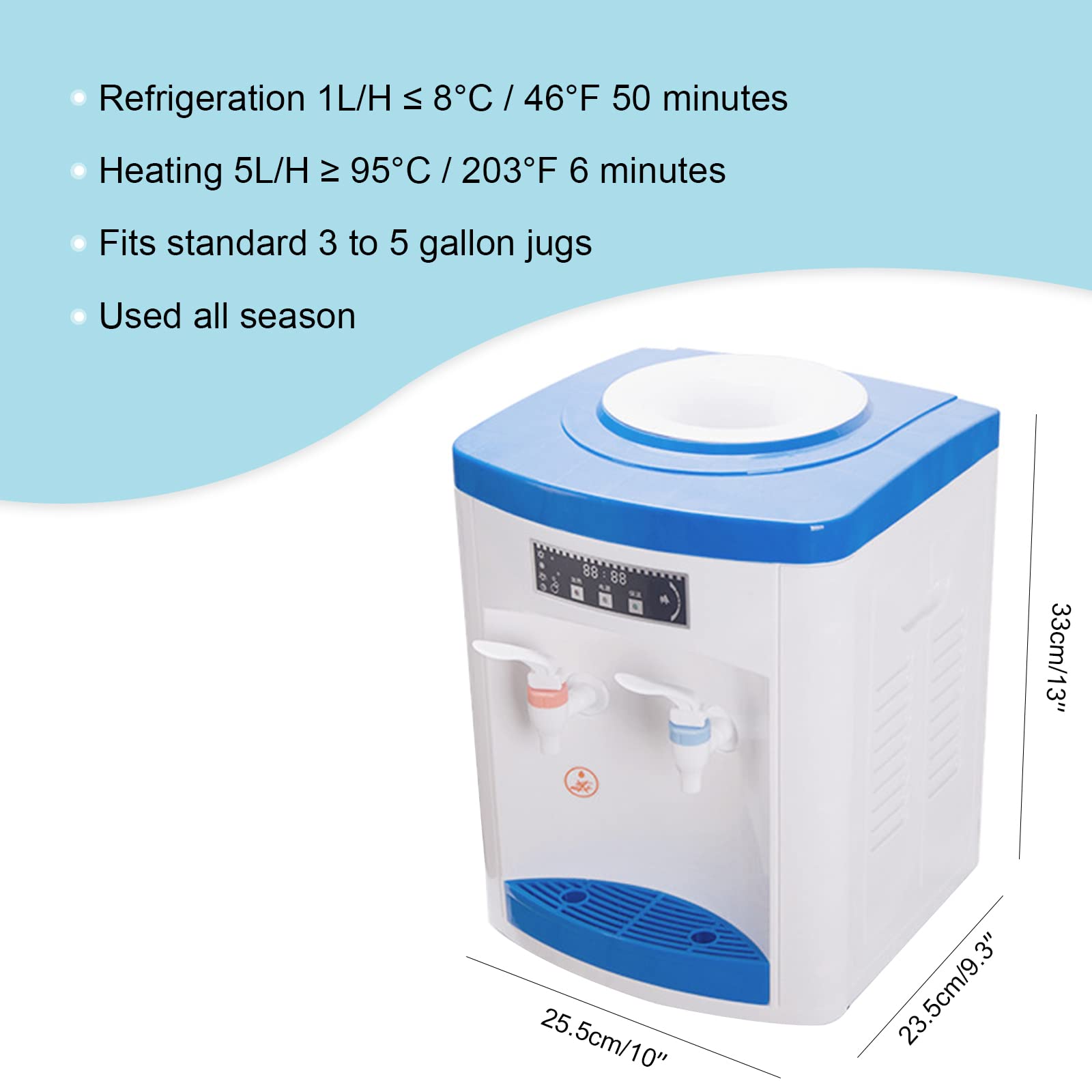 SHIOUCY Top Loading Water Cooler Dispenser - Desktop Electric Hot and Cold Dispenser,3 Temperature Settings Boiling Ice Water（46-59℉）for 1 to 5 Gallon Bottles, 10.6*9.4*14.1inch, Pale Gold 550w