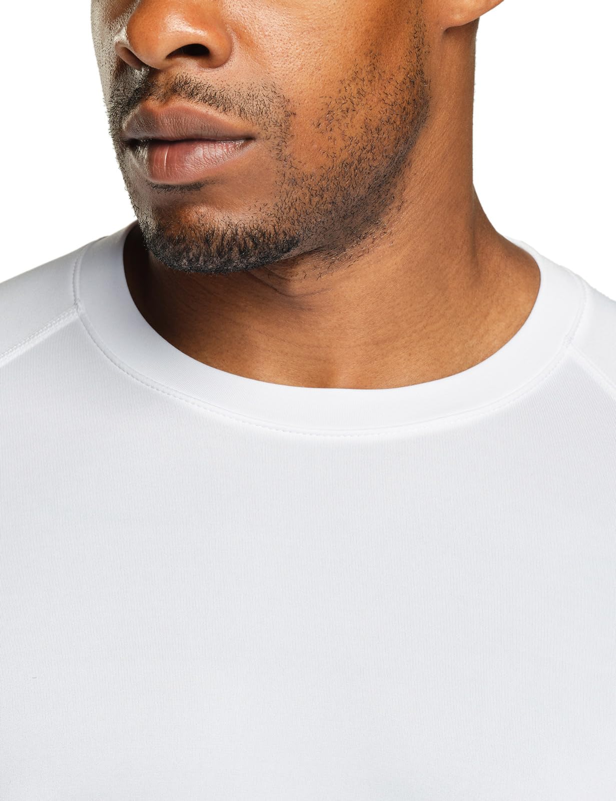 TSLA Men's Thermal Long Sleeve Compression Shirts, Athletic Base Layer Top, Winter Gear Running T-Shirt, Heatlock Round Neck White, Large
