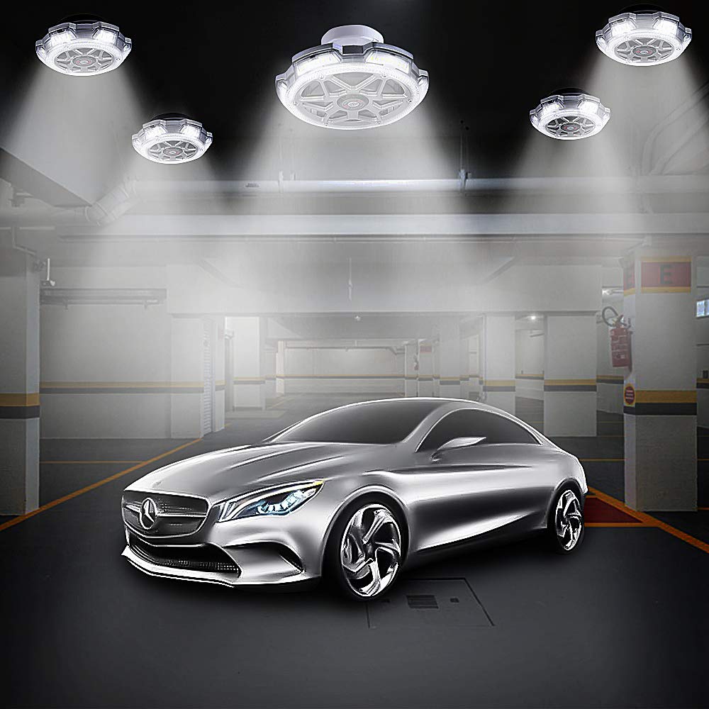 Tesecu High Bay Light 12000LM 120W 6500K Daylight Garage Ceiling Light Fixtures, 1 Main+4 Split, E26 Socket LED Warehouse Lights Commercial Shop Workshop Garage Factory Lowbay Area Lighting Fixture