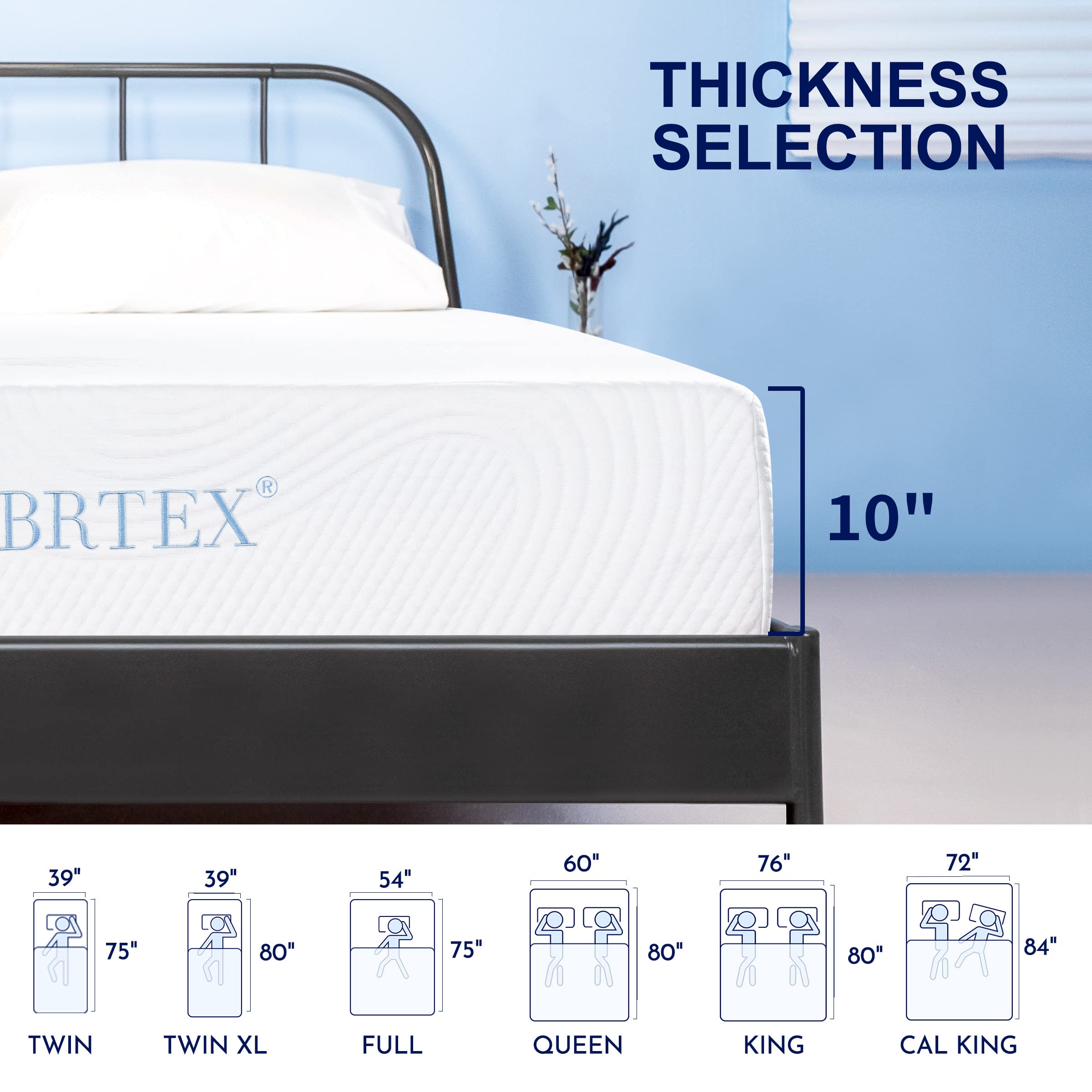 subrtex 7 Inch King Gel Memory Foam Mattress with Removable Soft Cover, Body Support Pressure Relieving Mattress, CertiPUR-US Certified, Bed in A Box(7 Inch, King)
