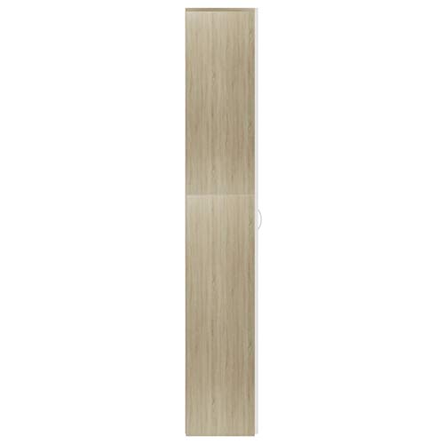 vidaXL Office Cabinet/Storage Cabinet with 5 Shelves Utility Storage Cabinet with 2 Doors for Home Office, White and Sonoma Oak 23.6"x12.6"x74.8" Chipboard