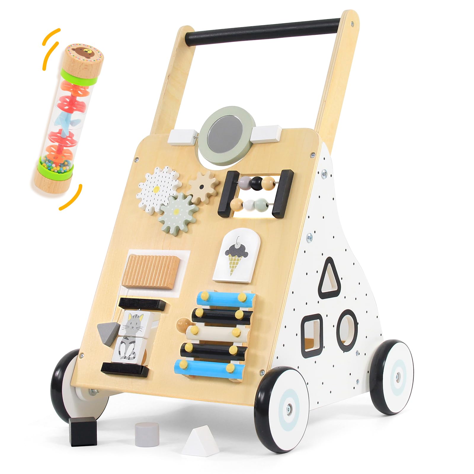 Wooden Baby Walker - Push Walker Toy for Babies-Multiple Activities Center β Assembly Required β Develops Motor Skills & Stimulates Creativity