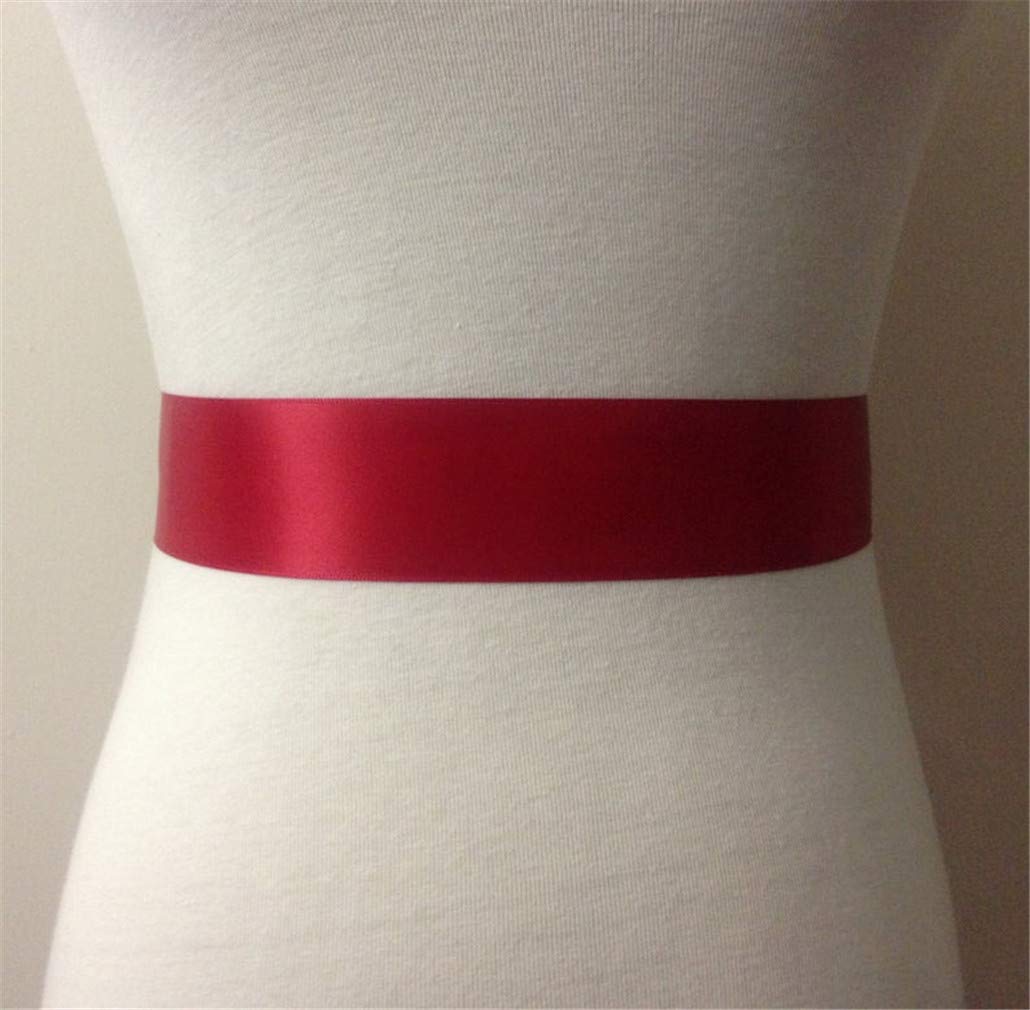 Wedding Sash Bridal Belts Simple Classic Silk Ribbon Sash for Dress (Wine Red)
