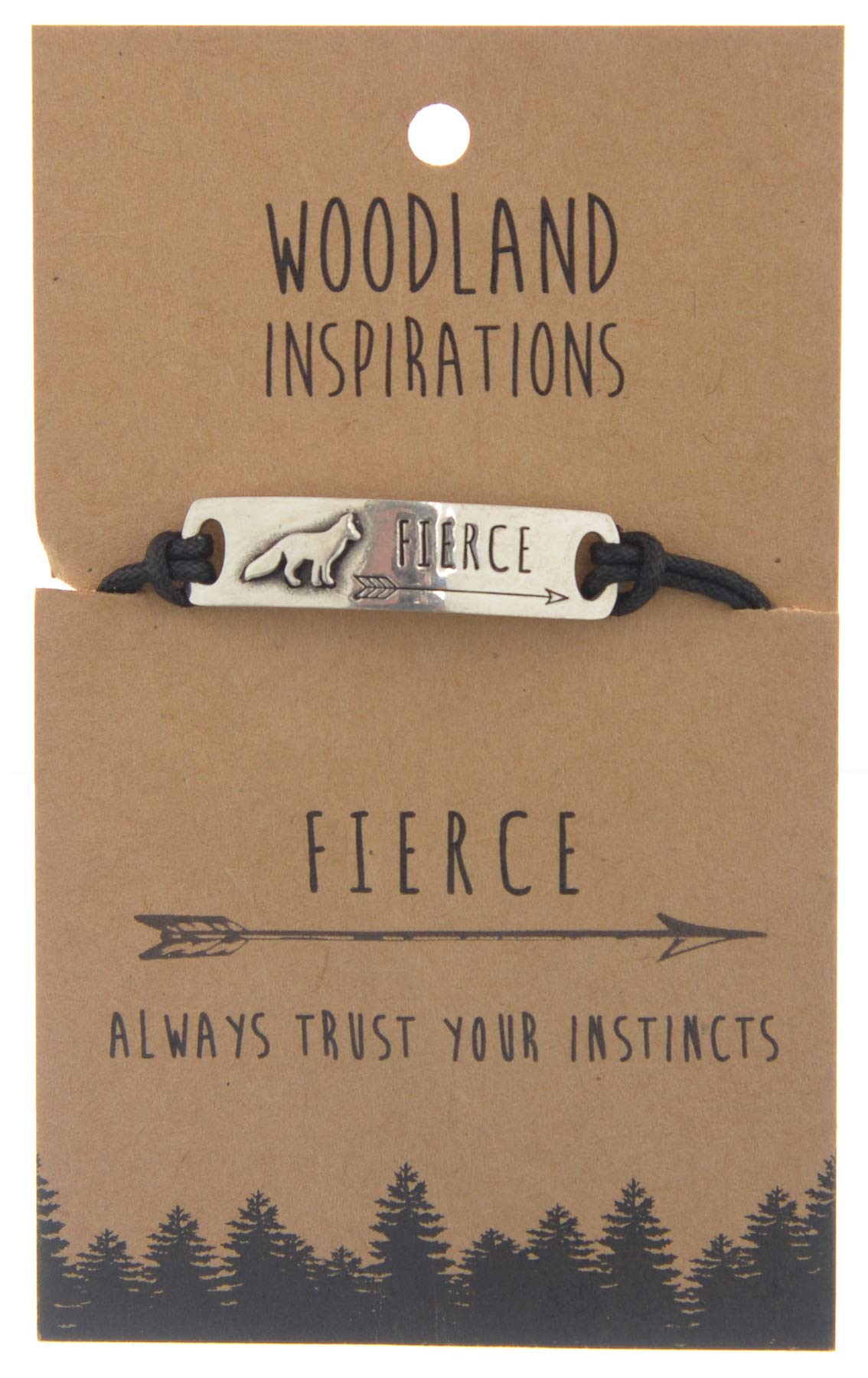 Shag Wear Women's Lead-Free Genuine Pewter Cuff Bracelets Engraved with Inspirational Stamped Metal Quote and Adjustable Cord,(Fierce, Wolf)