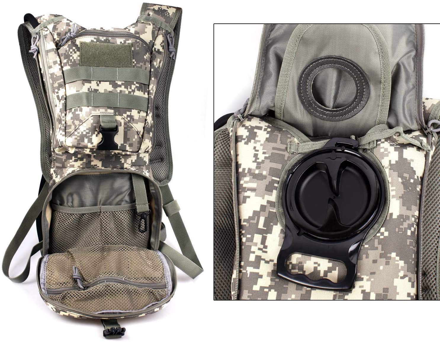 Unigear Tactical Hydration Pack Backpack 900D with 2.5L Bladder for Hiking, Biking, Running, Walking and Climbing (TAN)