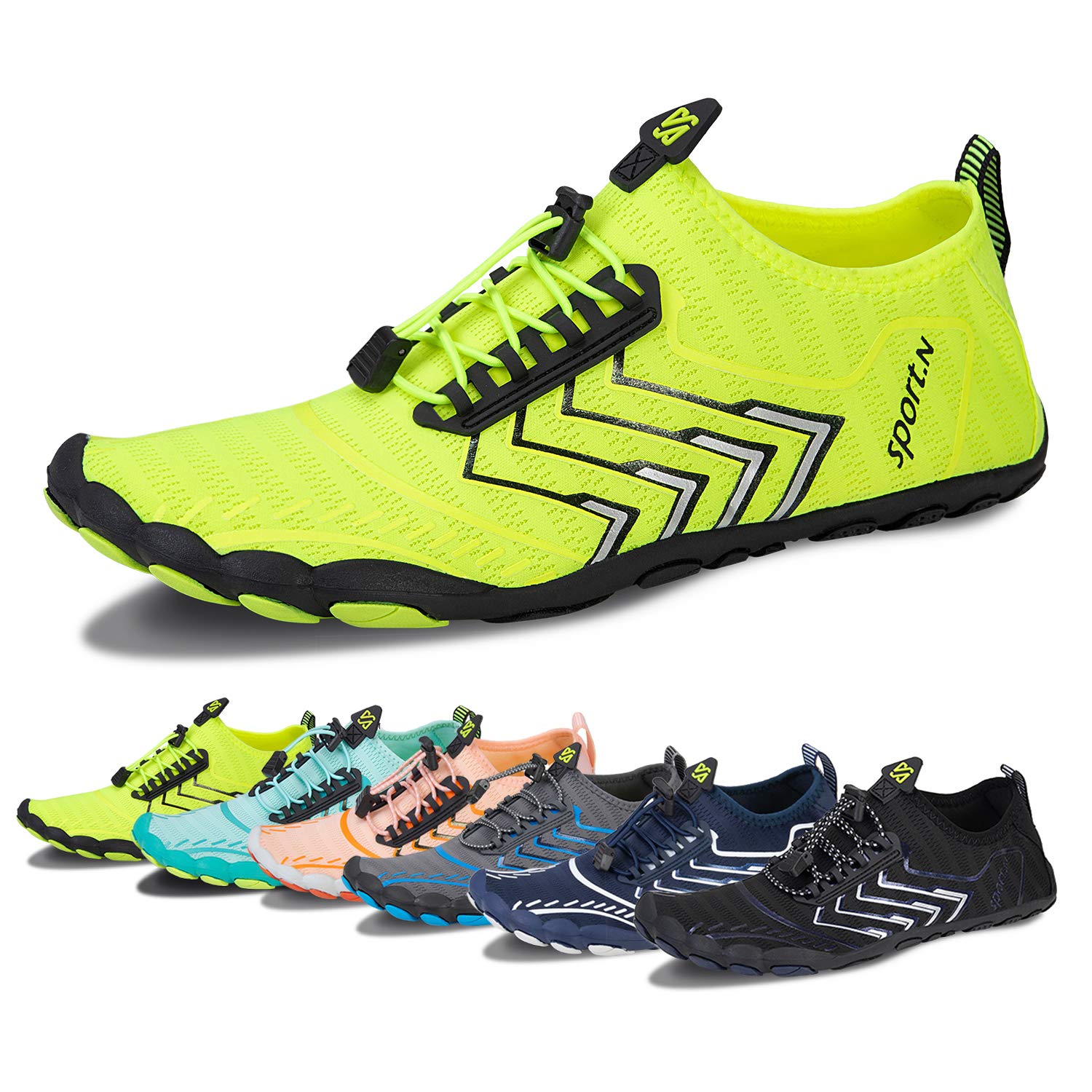 WateLves Water Shoes for Men Women Barefoot Quick-Dry Aqua Sock Outdoor Athletic Sport Shoes Kayaking Boating Hiking Surfing Walking (L-YG. Green, 45)