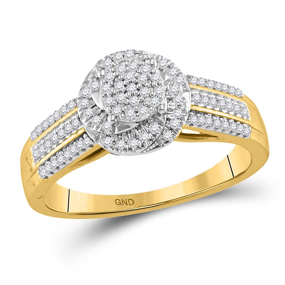 The Diamond Deal 10kt Yellow Gold Womens Round Diamond Cluster Ring 1/4 Cttw