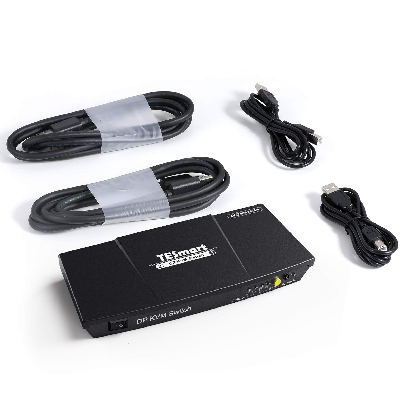 TESmart 2 Port DisplayPort 4K@60Hz Ultra HD 2x1 DP KVM Switcher with 2 Pcs 5ft KVM Cables and DP Cables Supports USB 2.0 Devices Control up to 2 DP Port Devices (Black)