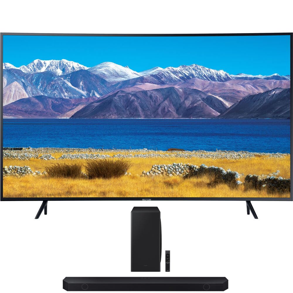 SAMSUNG UN55TU8300 55" HDR 4K UHD Smart Curved TV - (2020 Model) Bundle with Q-series 5.1.2 ch. Wireless Dolby ATMOS Soundbar w/Q-Symphony, HW-Q800C