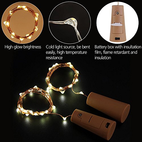String Lights Battery Operated on A Timer String Wine Wire Fairy Lights Micro Bottles Fairy Pcs Copper Lights Decor 6 LED Light Led Christmas Lights Indoor