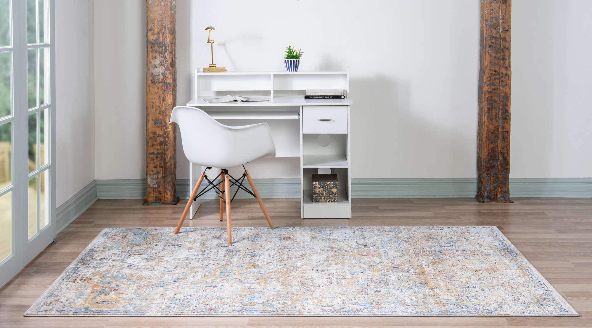 Unique Loom Augustus Collection Rustic Traditional, Bohemian Area Rug, 3' 3" x 5' 3", Tan/Blue