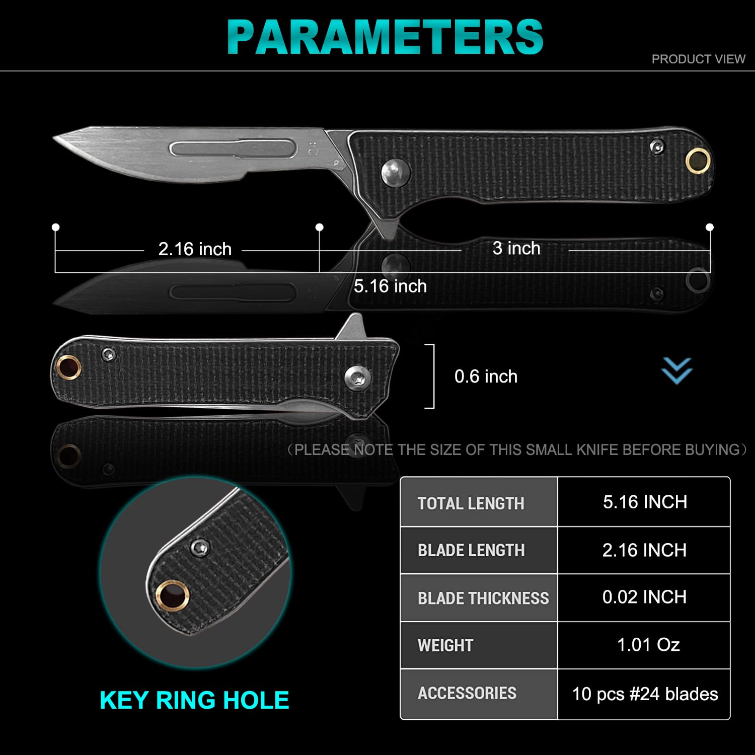 VIFUNCO Folding Scalpel Knife Micarta Handle, Pocket Knife for Men, Small Keychain Knife, Folding Razor Knives with 10pcs #24 Replaceable Blade, EDC Utility knife, Surgical Knives for Outdoor