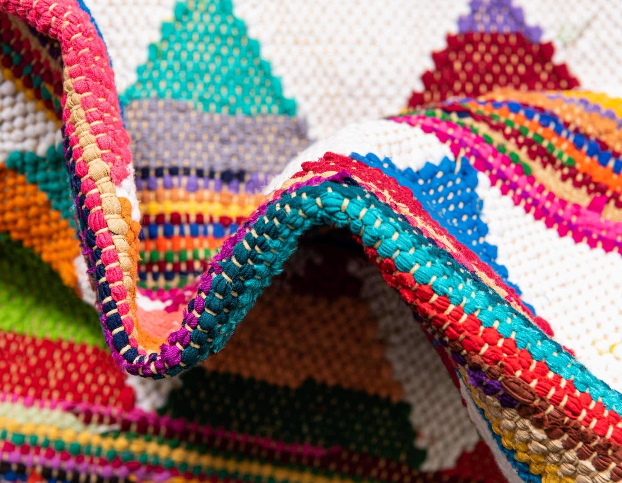 Unique Loom Chindi Trellis Collection Modern, Geometric, Bright Colors, Southwestern Area Rug (9' 0 x 12' 0 Rectangular, Multi/Ivory)