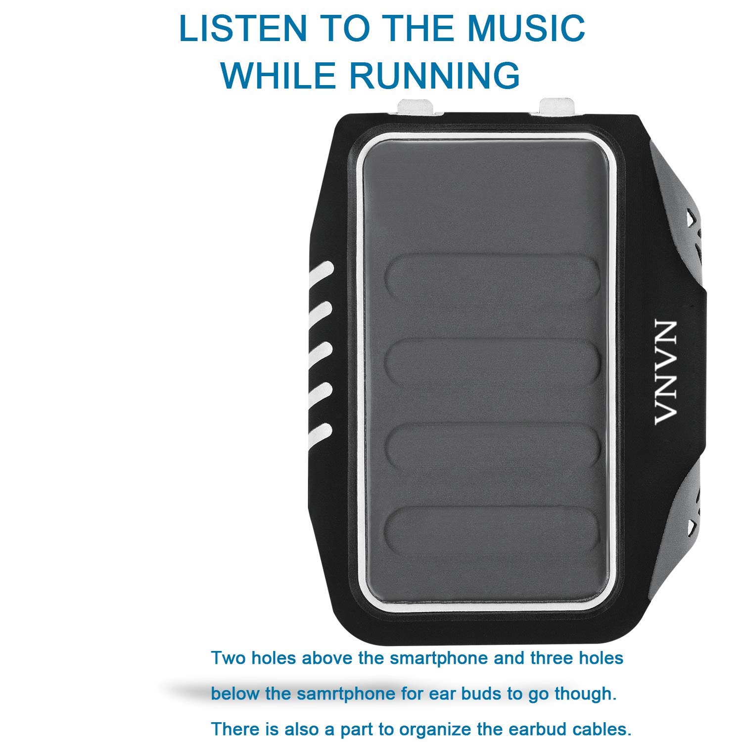 VNVN Water Resistant Sports Armband Arm Case Holder Compatible-iPhone11/Pro/Max,Xs/Max/Xr,8/7/6/Plus(Support face ID),Galaxy S20/S10/S9/S8/,Note10/9/8/ Bundle-Adjustable Reflective Velcro Workout Band