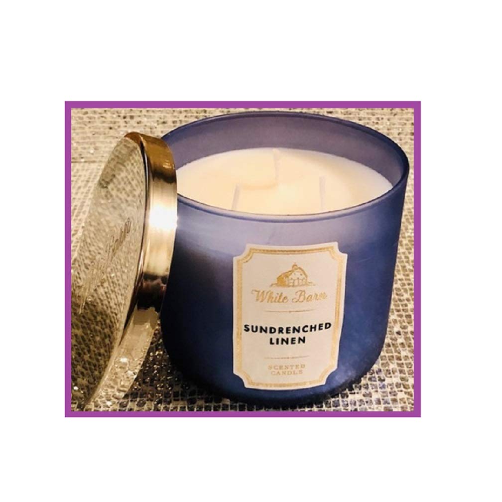 White Barn Bath & Body Works 3-Wick Scented Candle in SUNDRENCHED Linen