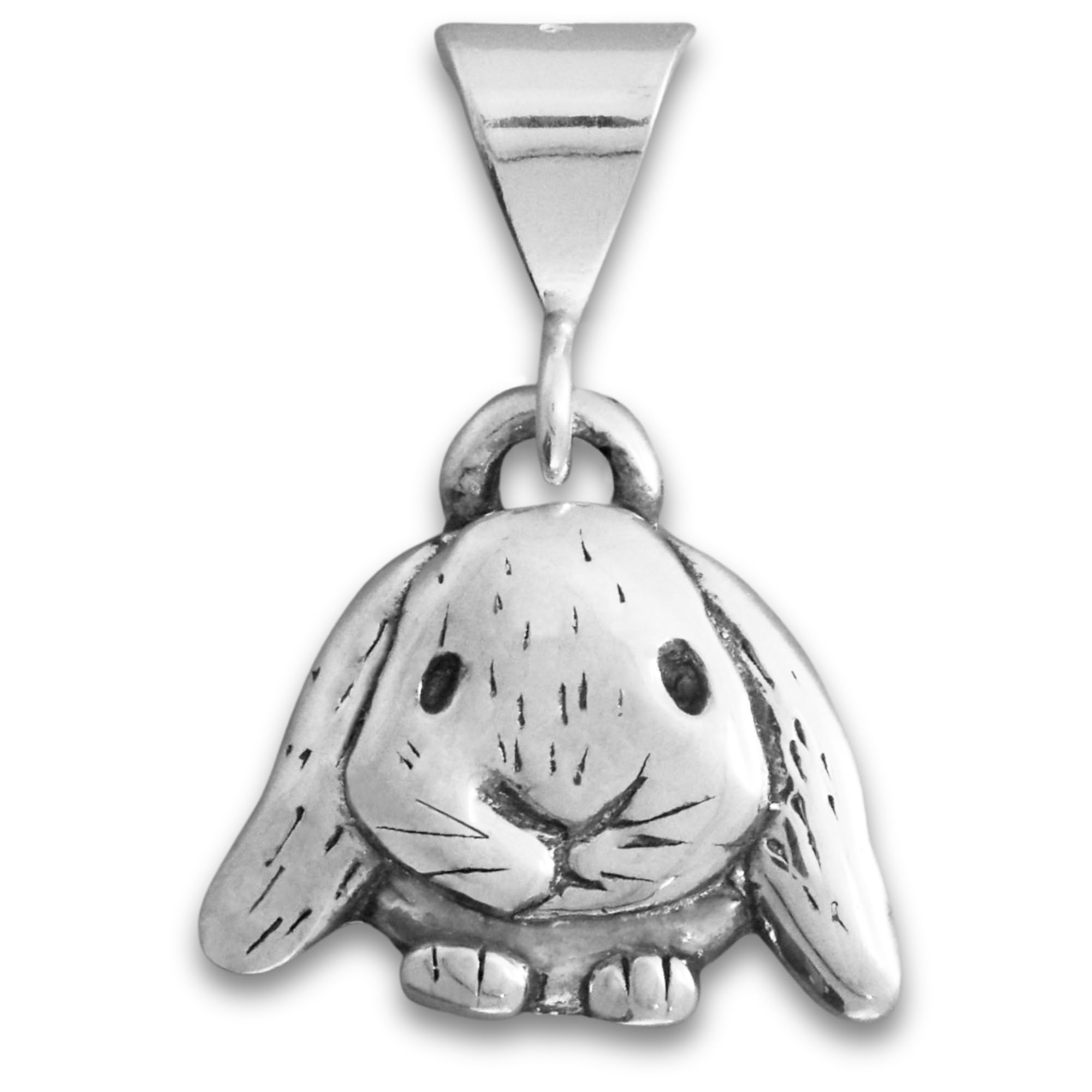The Magic Zoo Sterling Silver Lop Eared Bunny Pendant for Womenâ Lop Bunny Gifts for Women â Handcrafted Lop Rabbit Jewelry for Women