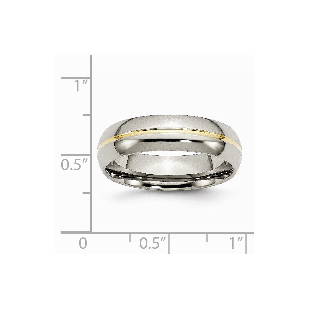 Sonia Jewels Size 8 - Titanium Yellow IP-Plated Grooved 6mm Polished Wedding Band