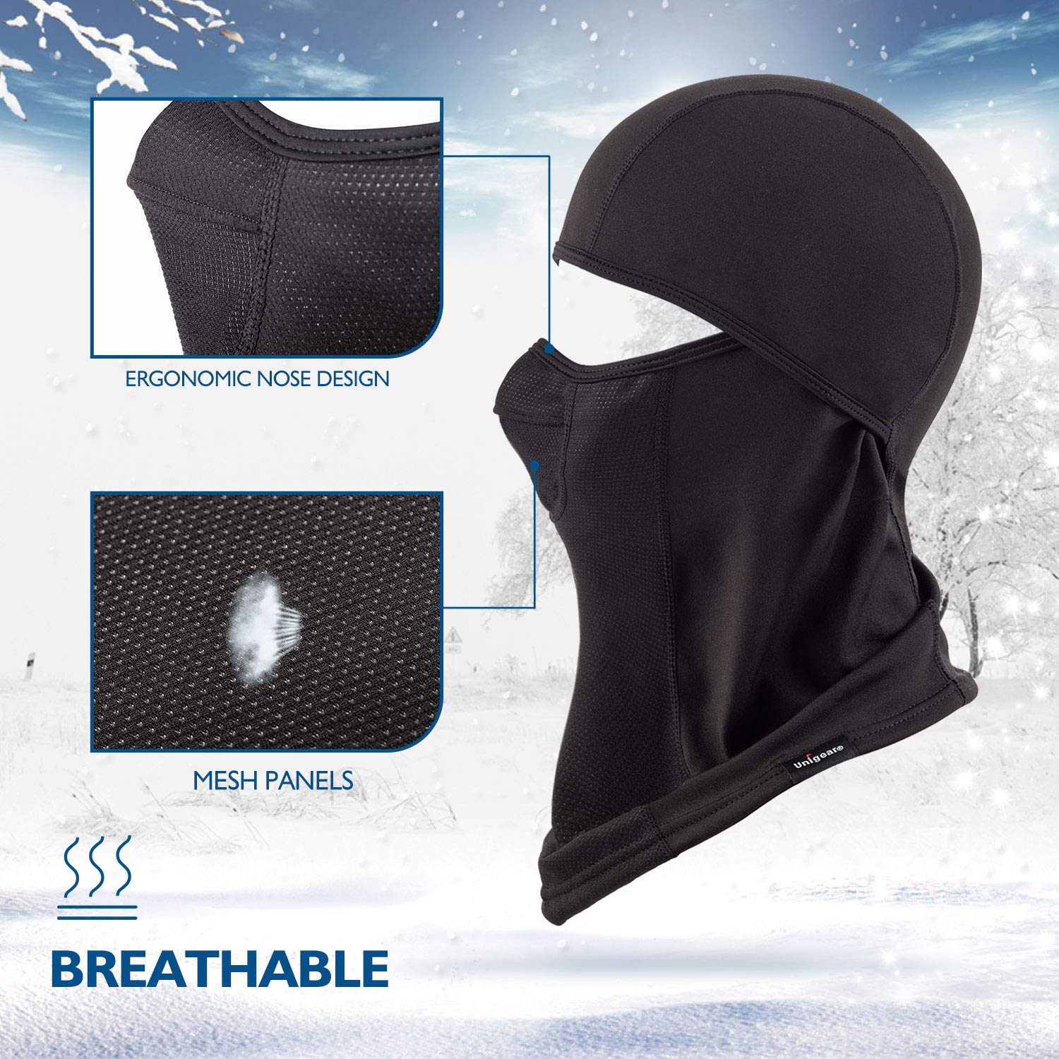 Unigear Balaclava Ski Mask, Windproof Cold Weather Winter Face Mask for Skiing, Snowboarding & Motorcycling