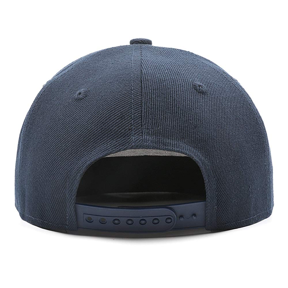 TT smemes Navy Blue Skull Rose Fitted Flat Brim Baseball Cap Snapback for Men Women Trucker Hat