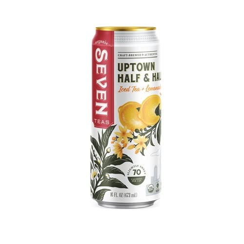 SevenTeas Uptown Half & Half Iced Tea and Lemonade, 16 OZ (Pack of 12 Cans), Organic Iced Tea