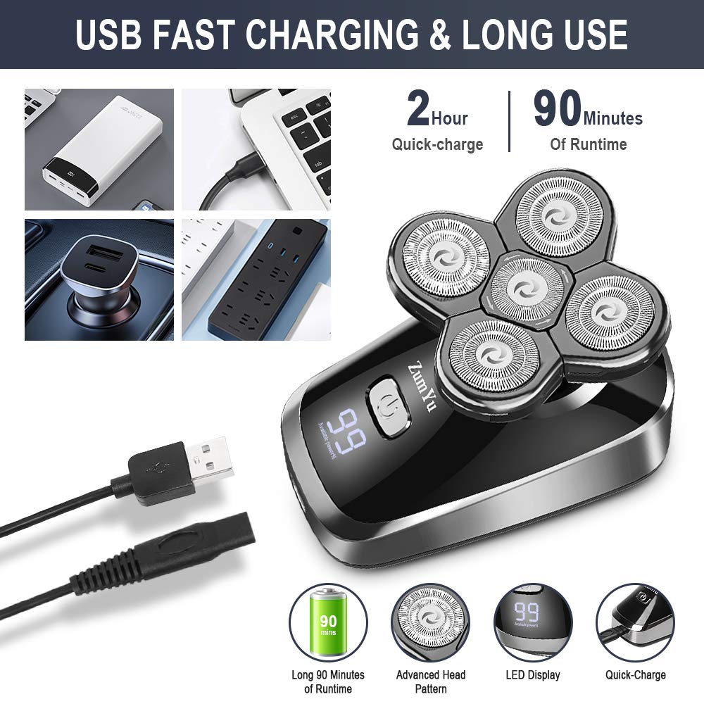 Upgrade 6 in 1 Head Shavers For Bald Men- Waterproof Electric Shavers For Men, Cordless Rechargeable Face Nose Trimmer, Men’s Electric Razor With LED Display