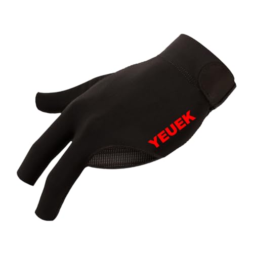 YEUEK Second Skin Billiard Gloves 3 Finger Pool Glove for Left Hand,Snooker Cue Sport Glove Black Yellow Red Blue M/L
