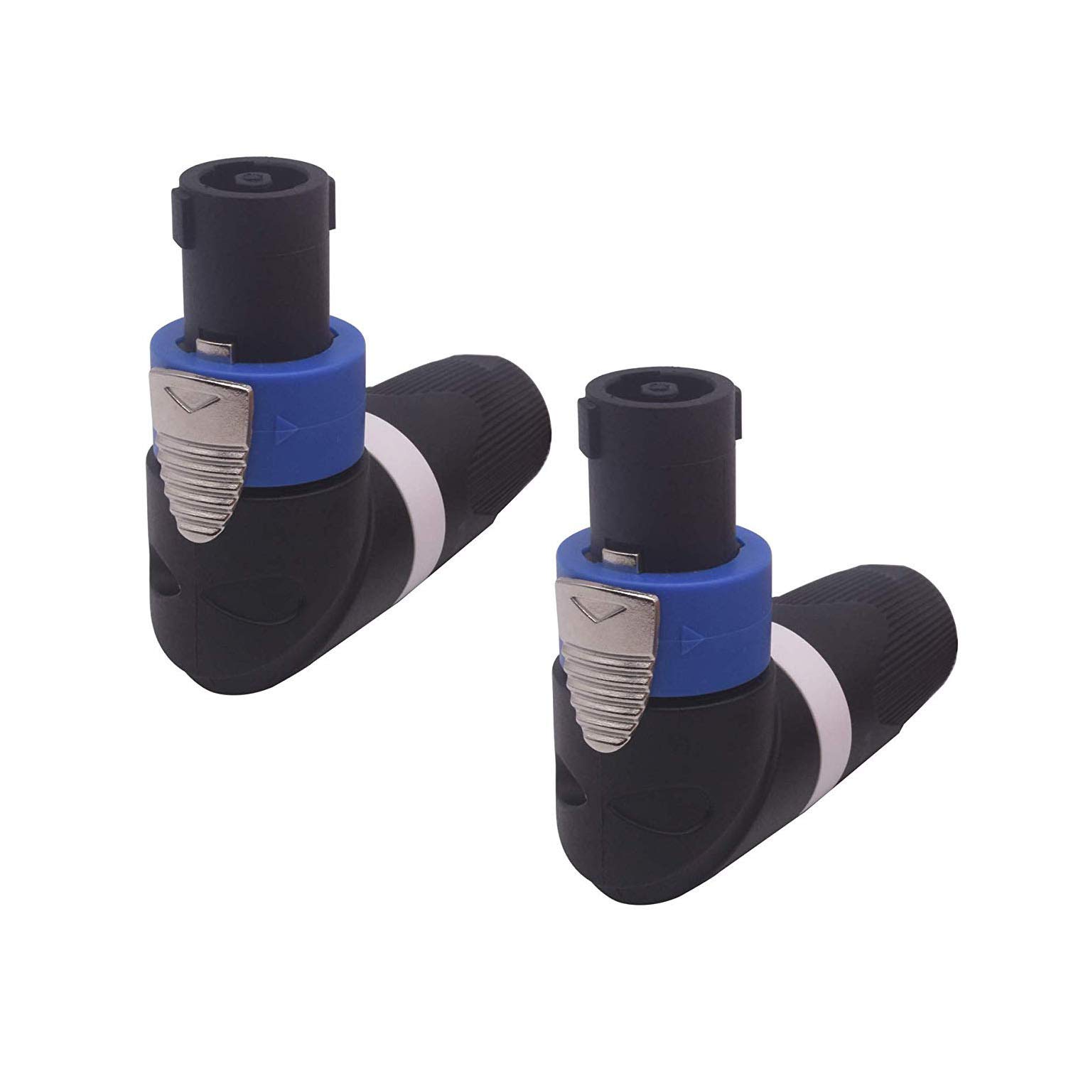 Yuyaokk 4-Pack Right Angle Speakon Cable Adapter Connectors, 4 Pole L-Shape High-Load Speaker Plug Twist Lock Compatiable with Speakon NL4 & NL2 Series