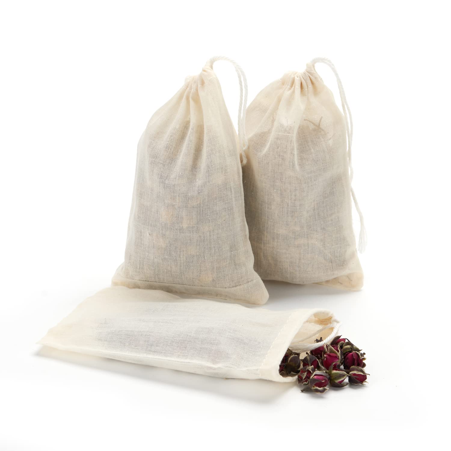Volanic 50PCS 10X12 Inch Muslin Bags Reusable Cotton Sachet Bag with Drawstring for Home Storage