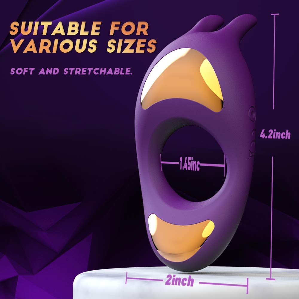 Vibrating Cock Ring with Rabbit Design, Rechargeable Penis Ring Vibrator with 9 Vibration Modes, TIVINO Silicone Male Sex Toy for Man and Couple Play